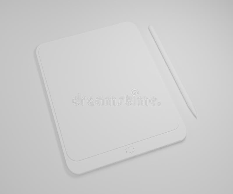 3d Render White Tablet Computer with Blank Black and White Screen ...