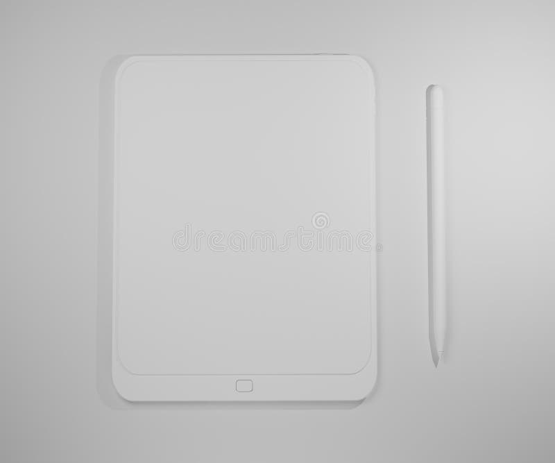 3d Render White Tablet Computer with Blank Black and White Screen ...