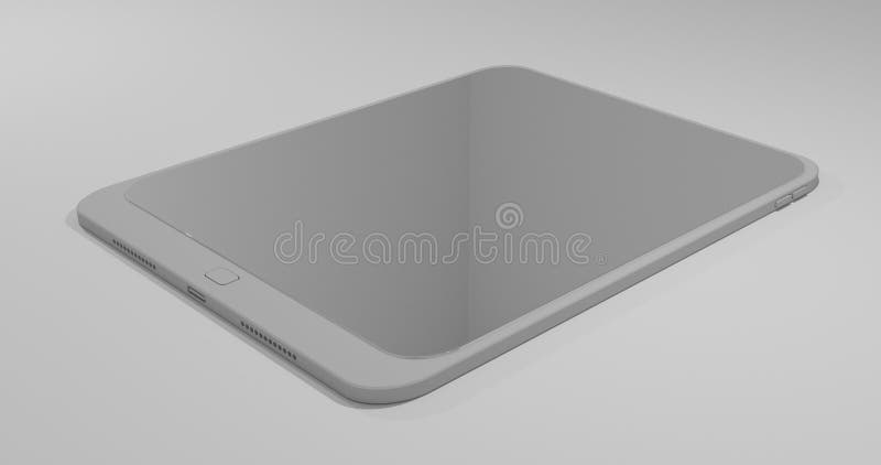 3d Render White Tablet Computer with Blank Black and White Screen ...