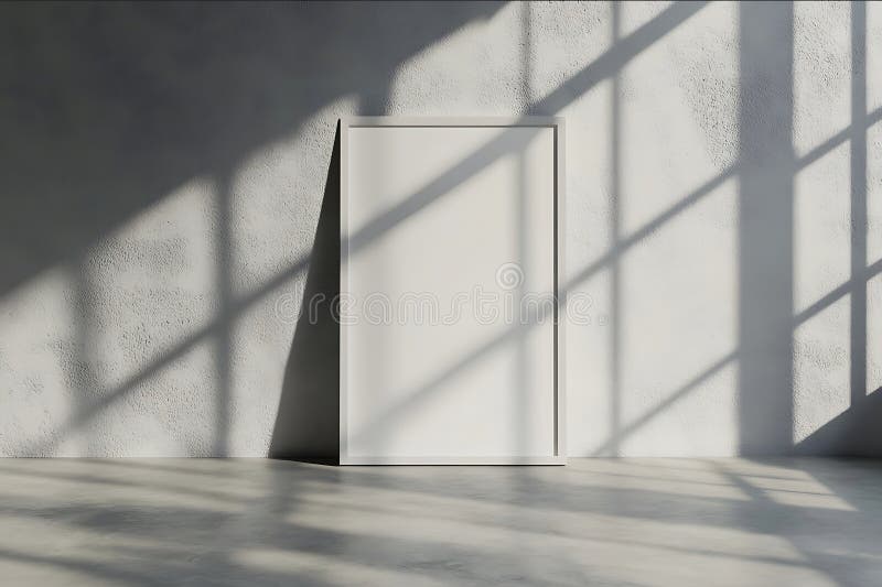 3D Render of a White Vertical Rectangle Frame Mockup in the Middle ...