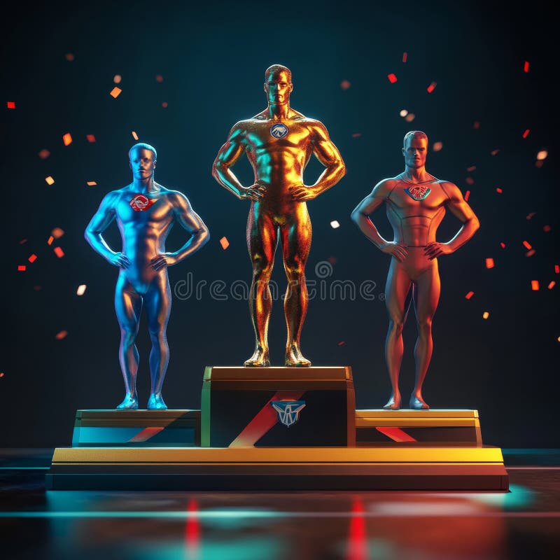 3D Render of a Winners Podium with a Human Figure on it. Stock ...