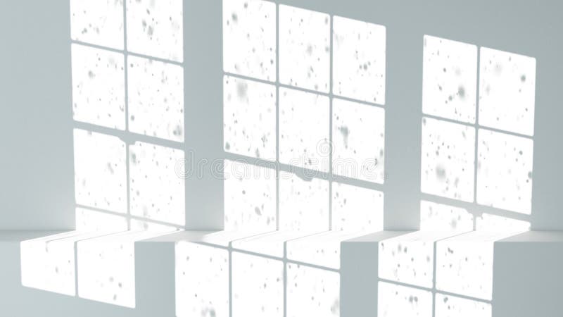 3D Render of Winter Time Animation with Falling Snow Behind Window ...