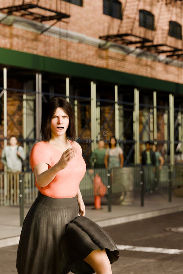 3d Render Woman Running Hurry Pose Across the Crosswalk Stock ...