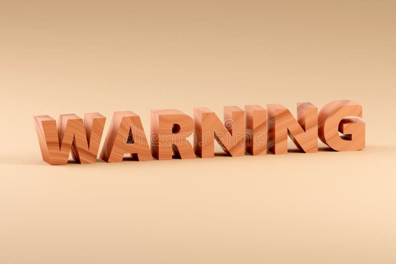 3d Render Wood Sign Warning and Beige Background. Simple Minimalism ...