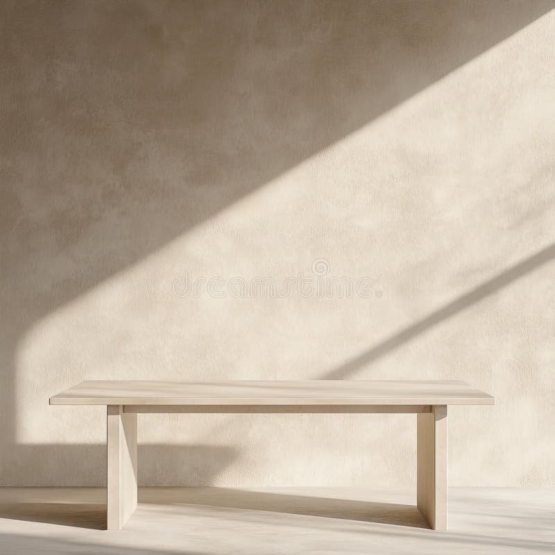 3D Render of a Wooden Bench in Front of a Wall. Stock Illustration ...