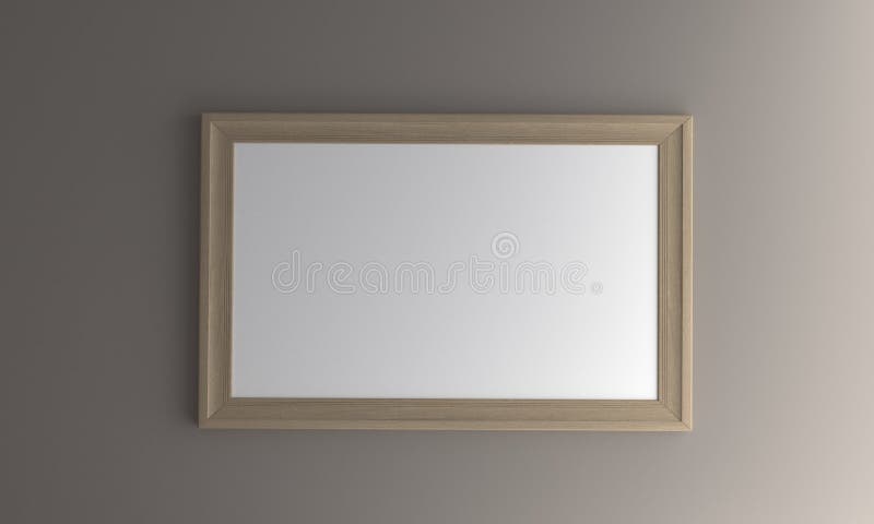 3d Render of a Wooden Blank Frame on a Wall Stock Illustration ...