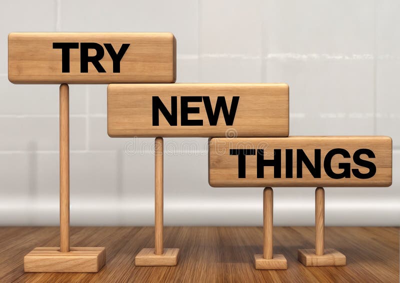 3d Render of Wooden Blocks with Text Phrase Word Try New Thinks. Stock ...