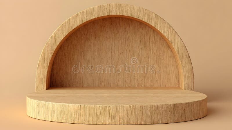 3D Render of Wooden Platform with Arch Stock Illustration ...