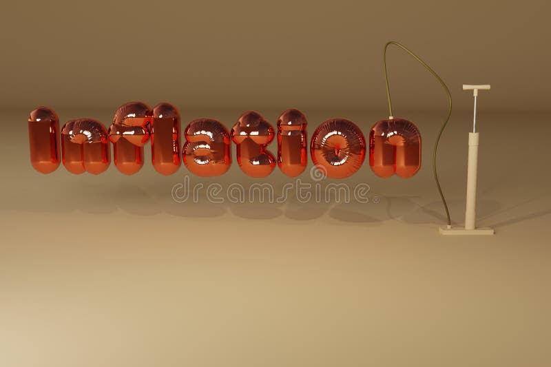 3d Render of Word Inflation Being Pumped Up Stock Illustration ...