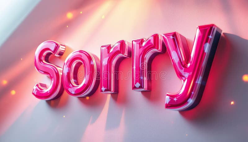 3D Render of the Word Sorry in Pink, Shiny, and Glossy Style with Bokeh ...