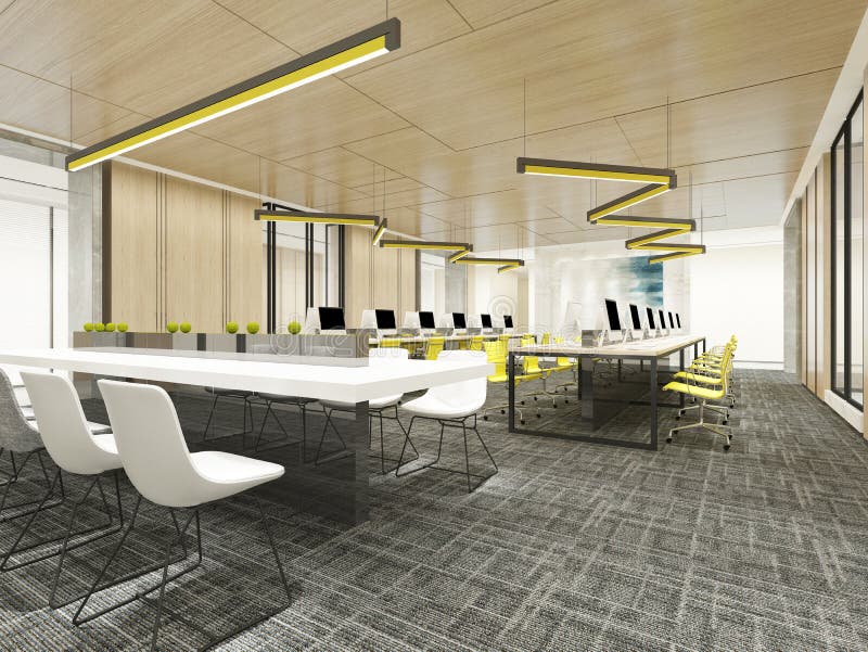 3d Render of Working Office Stock Illustration - Illustration of clear ...