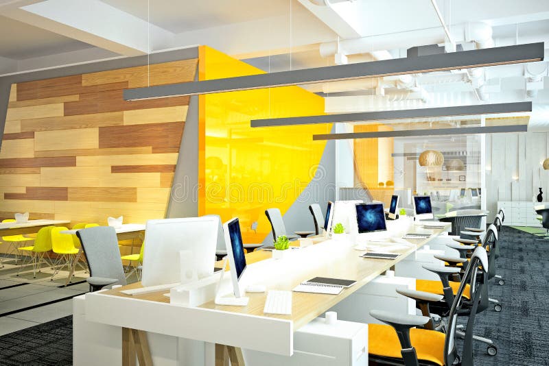 3d Render of Office Interior Stock Illustration - Illustration of ...