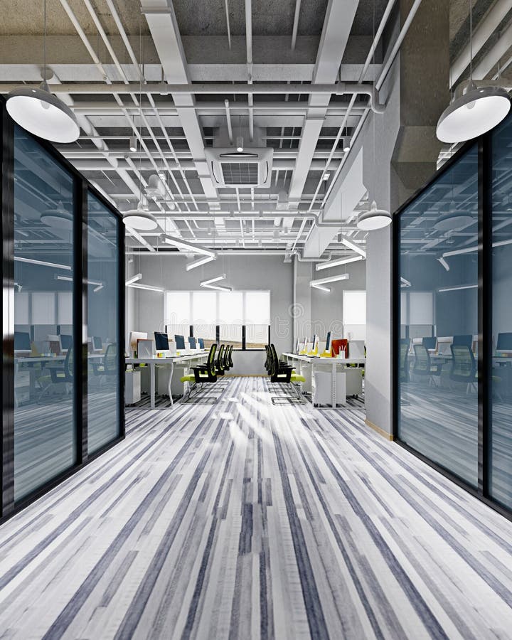 3d Render of Working Office Stock Illustration - Illustration of decor ...