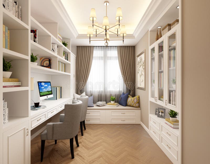 3d render of working rooom stock illustration. Illustration of house ...