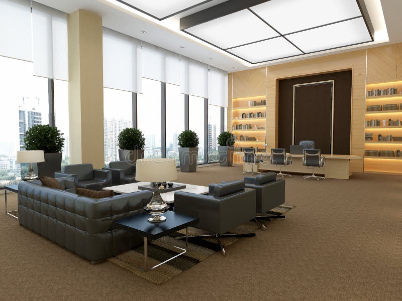 Director room interior stock illustration. Illustration of work - 1467105