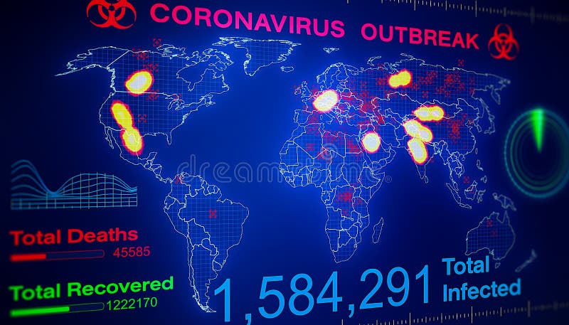 3d Render of a World Map Showing the Outbreak of the Coronavirus Stock ...