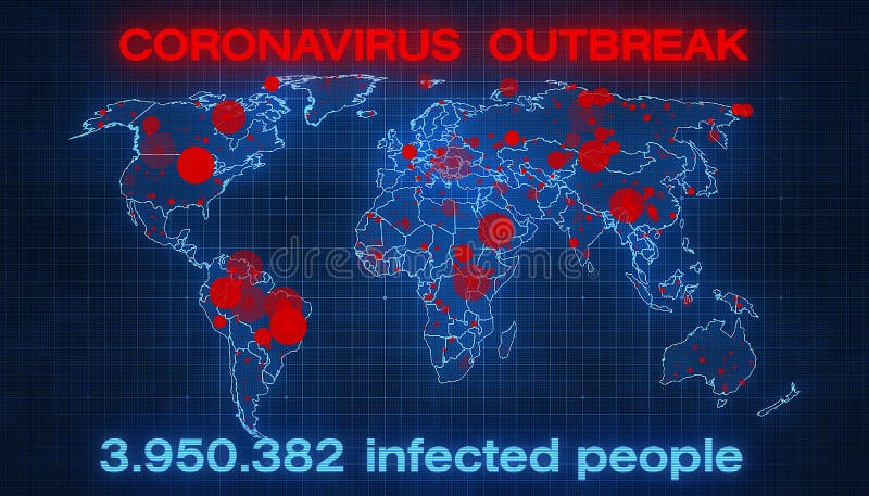 3d Render of a World Map Showing the Outbreak of the Coronavirus Stock ...
