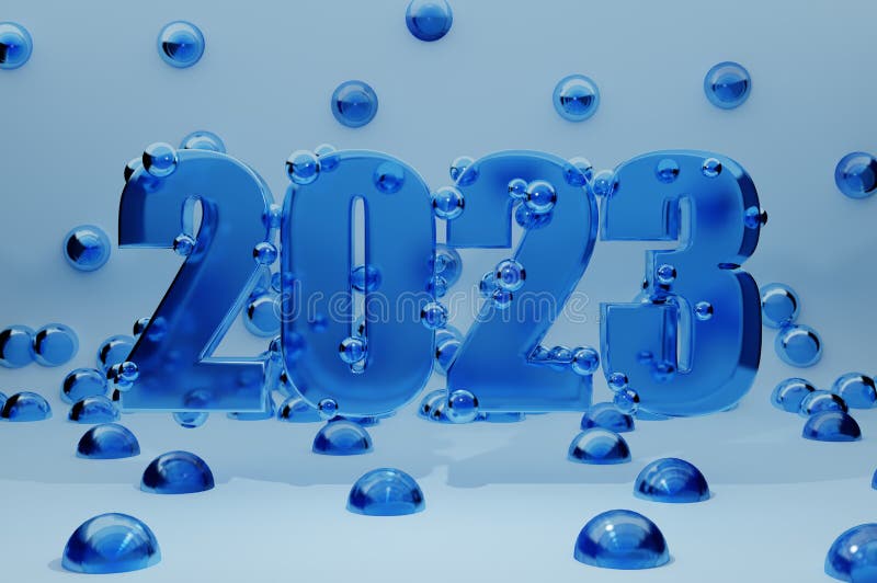 3d Render Year 2023 - Blue Acrylic Letters with Background Stock ...