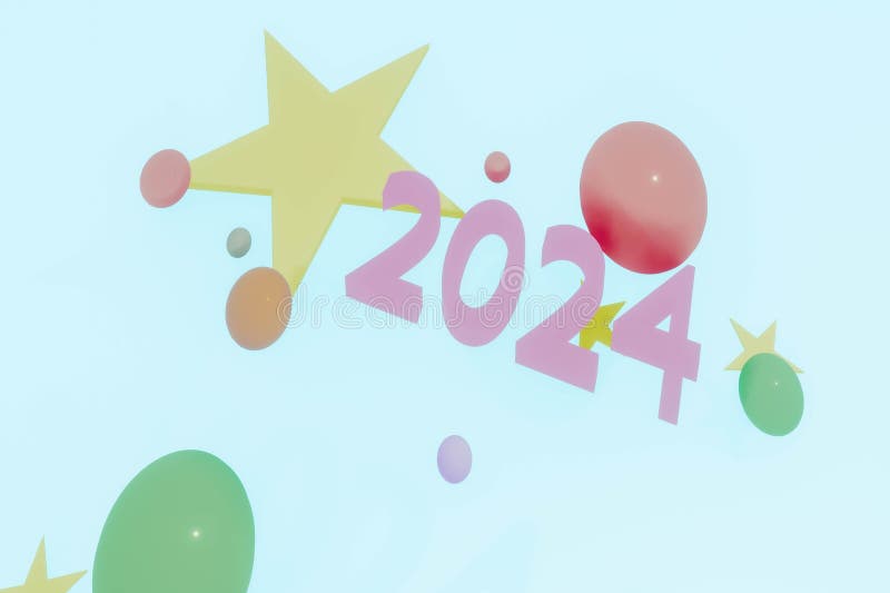 3D render year 2024 stock illustration. Illustration of decorative ...