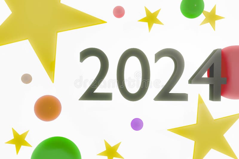3D render year 2024 stock illustration. Illustration of stars - 300307904