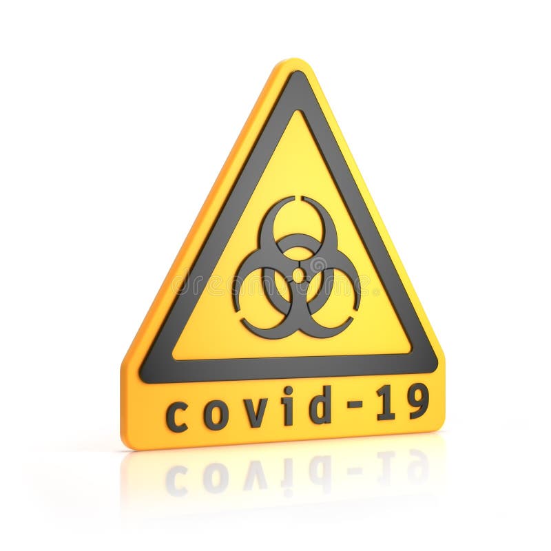 3d Render of a Yellow Biohazard Warning Sign and the Message Covid-2019 ...