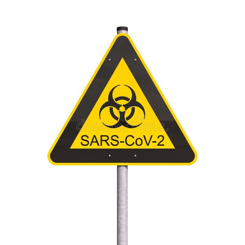 3d Render of a Yellow Biohazard Warning Sign and the Message SARS-CoV-2 ...