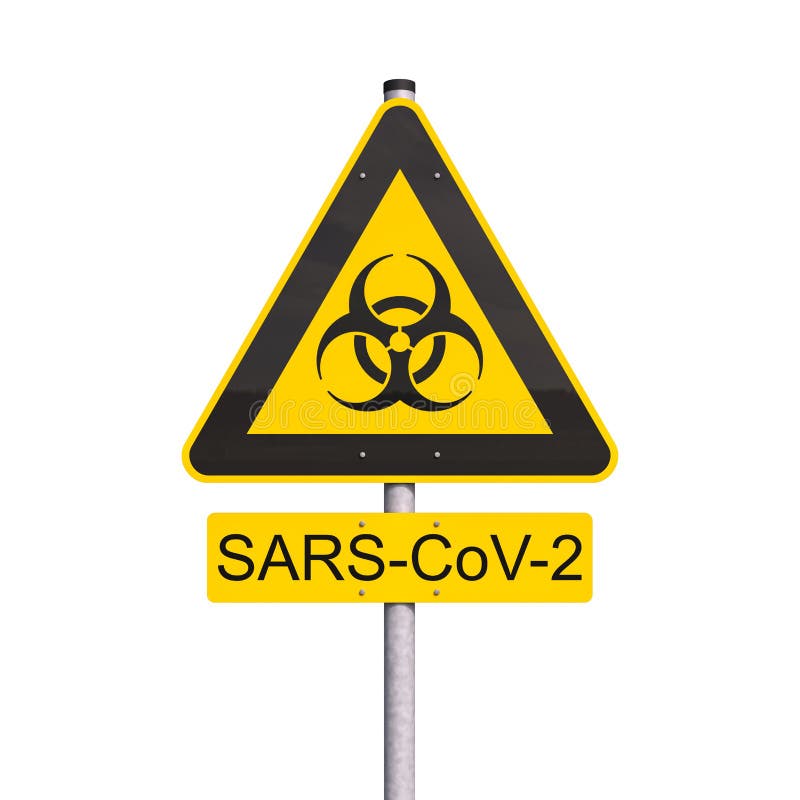 3d Render of a Yellow Biohazard Warning Sign and the Message SARS-CoV-2 ...