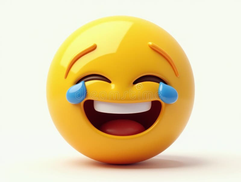 3D Render of a Yellow Emoji Face Laughing and Crying Stock Illustration ...