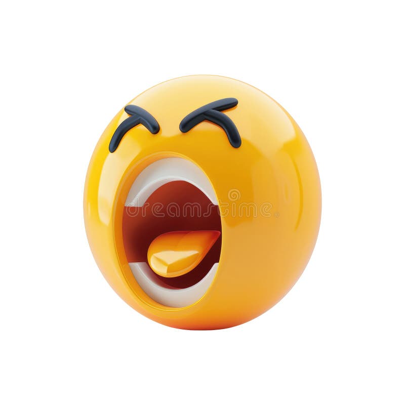 3D Rendering of a Yellow Emoticon with Wide Open Mouth, Laughing Out ...