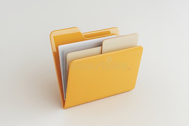 A 3D Render of a Yellow File Folder with Documents Stock Illustration ...