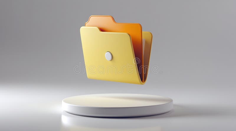 3d Render Yellow Folder Icon Digital File Storage Data Management Stock ...