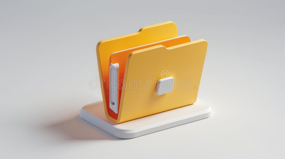 3D Render of Yellow File Folders on White Base Stock Image - Image of ...