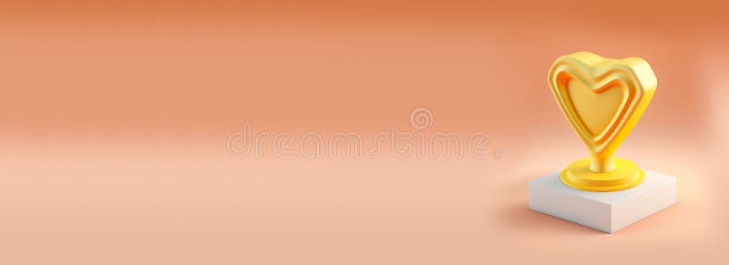 3D Render of Yellow Heart Stand Stock Illustration - Illustration of ...