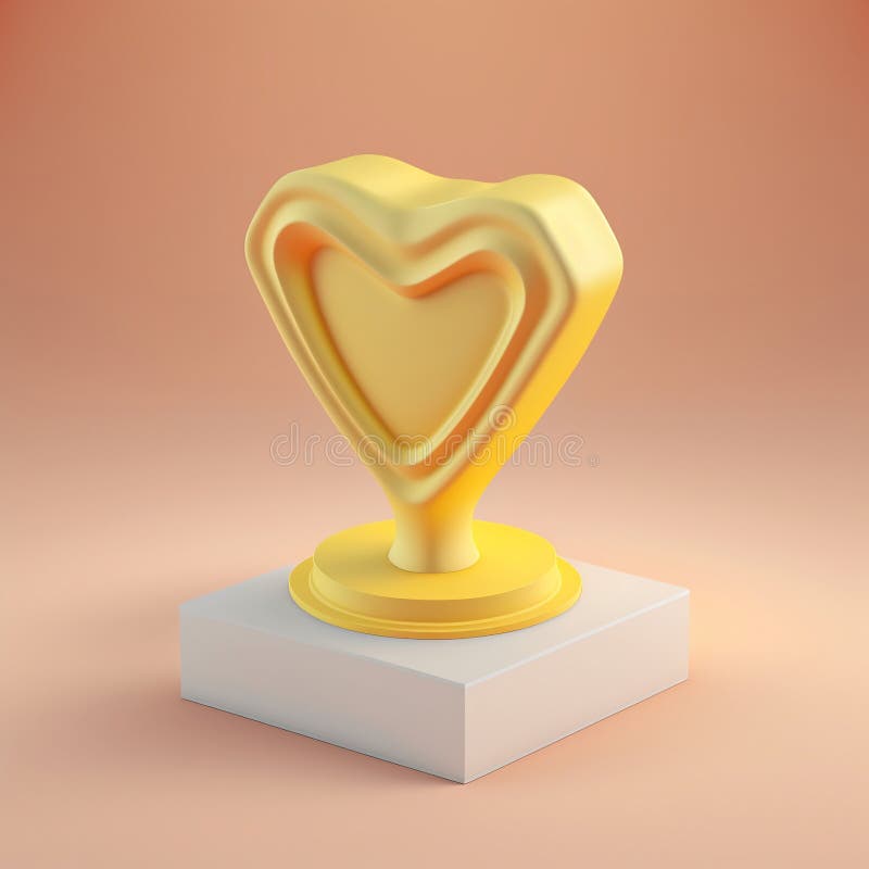 3D Render of Heart Stand on Pedestal Stock Illustration - Illustration ...
