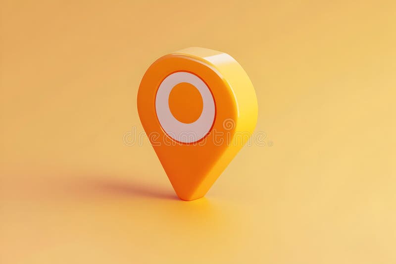 3D Render of a Yellow Location Marker Symbol in a Clean Monochromatic ...