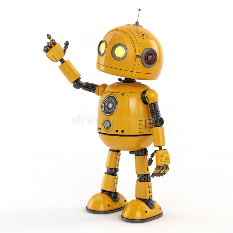 3D Render of Yellow Robot with Gesture Isolated on Transparent ...