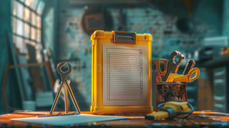 3d Render of a Yellow Tool Box with Tools on the Table Stock Image ...