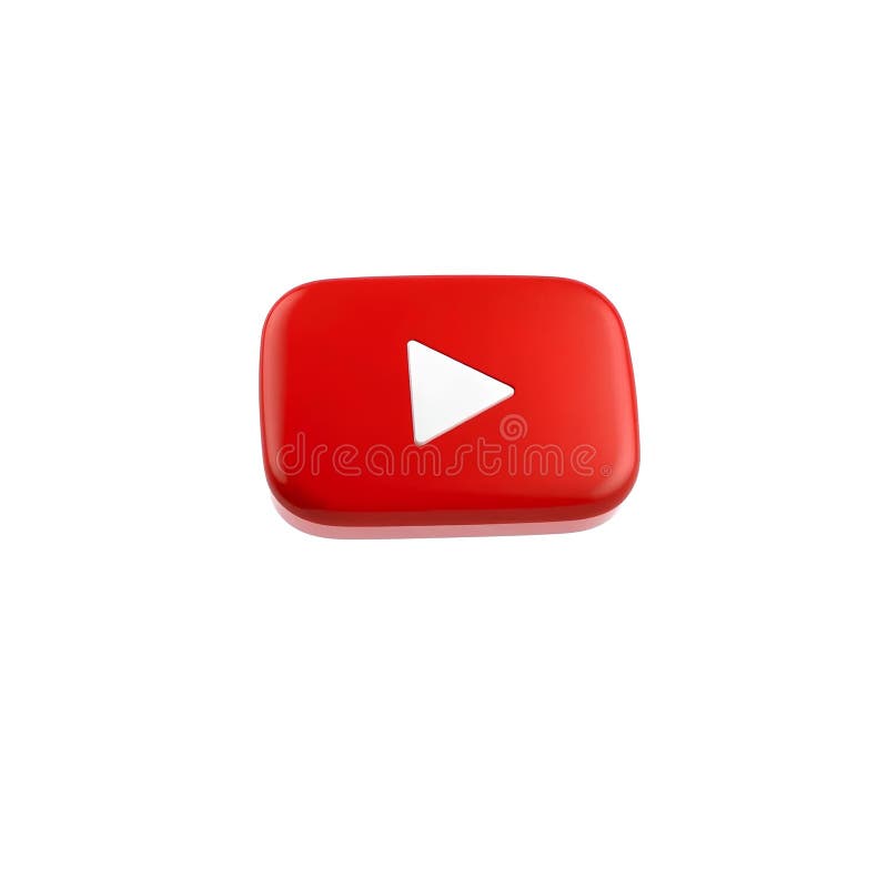 3D Render YouTube Logo Icon, Glossy Plastic, Red White Gradient, Soft ...