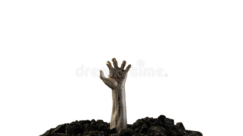 3d Render Zombie Hand Crawling Out of the Ground Stock Illustration ...