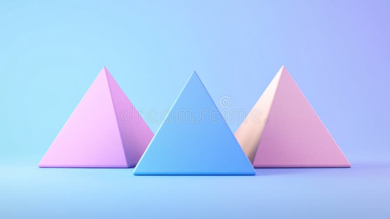 3D Rendered Abstract Art with Pyramid and Mountain Designs Stock ...