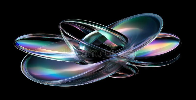 A 3D Rendered Abstract Glass Form Set Against a Black Background. Stock ...