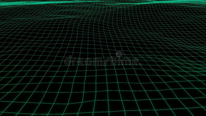 3D Rendered Abstract Grid Neon Waves. Blue Digital Ocean Stock Footage ...
