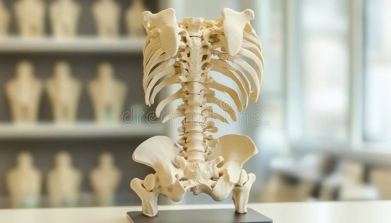 3D Rendered Anatomical Model of a Human Skeleton Spine Showing Spinal ...