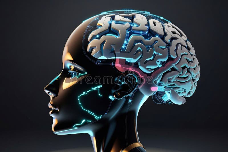 3d Rendered Anatomy Illustration of a Human Body Shape with Brain Stock ...