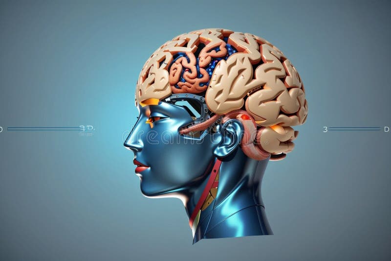 3d Rendered Anatomy Illustration of a Human Body Shape with Brain Stock ...