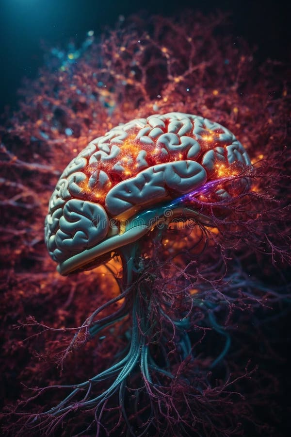 3d Rendered Anatomy Illustration of a Human Body Shape with Brain Stock ...