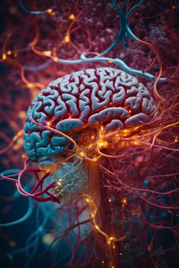 3d Rendered Anatomy Illustration of a Human Body Shape with Brain Stock ...