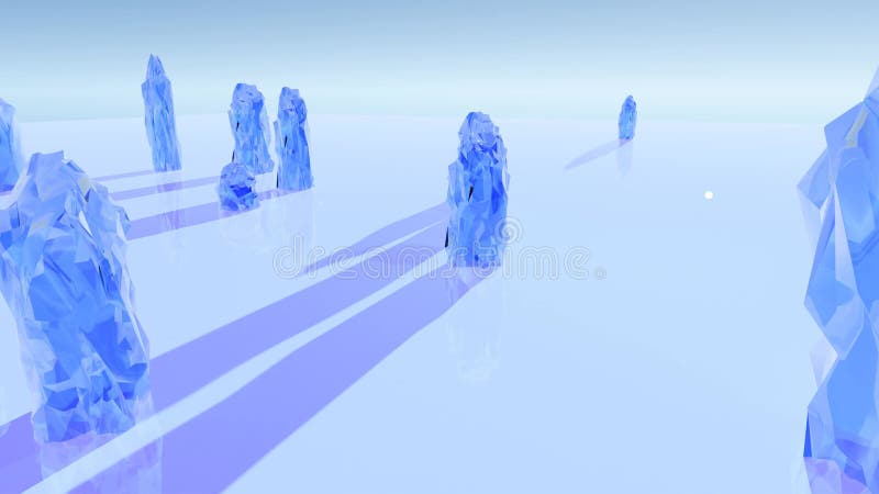 3d Rendered Animation of Ice Like Pillars Gliding Across Smooth Plain ...