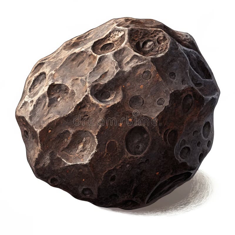 3D Rendered Asteroid Cratered Surface, Dark Brown Hues, Space Rock ...
