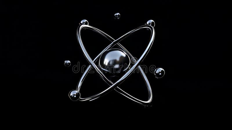 3D Rendered Atom Model on a Black Background. Concept for Science or ...